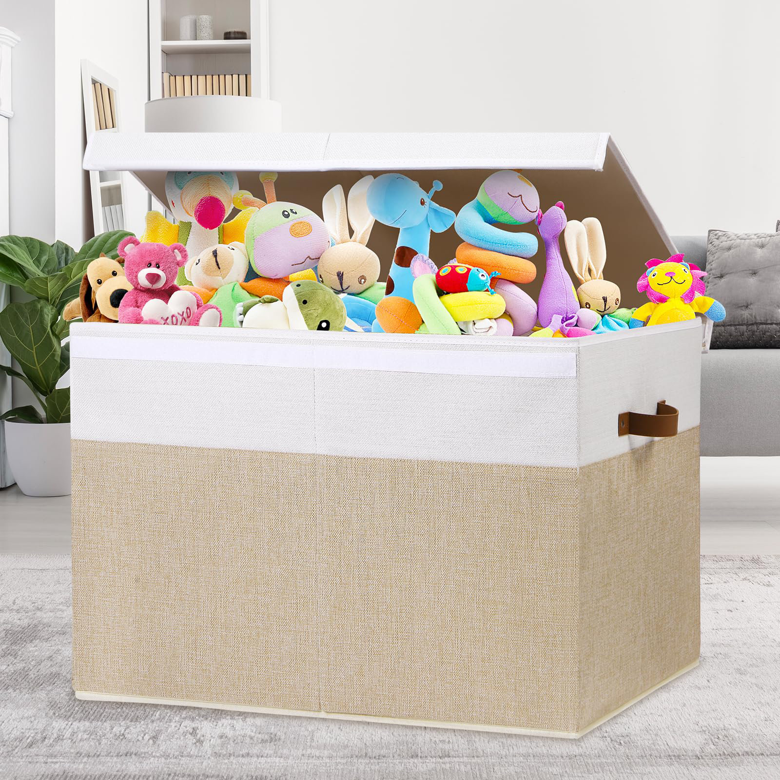 Hokku Designs Large Toy Storage Box With Lid, Sturdy Toys Storage Chest Bin Organizer Basket ...